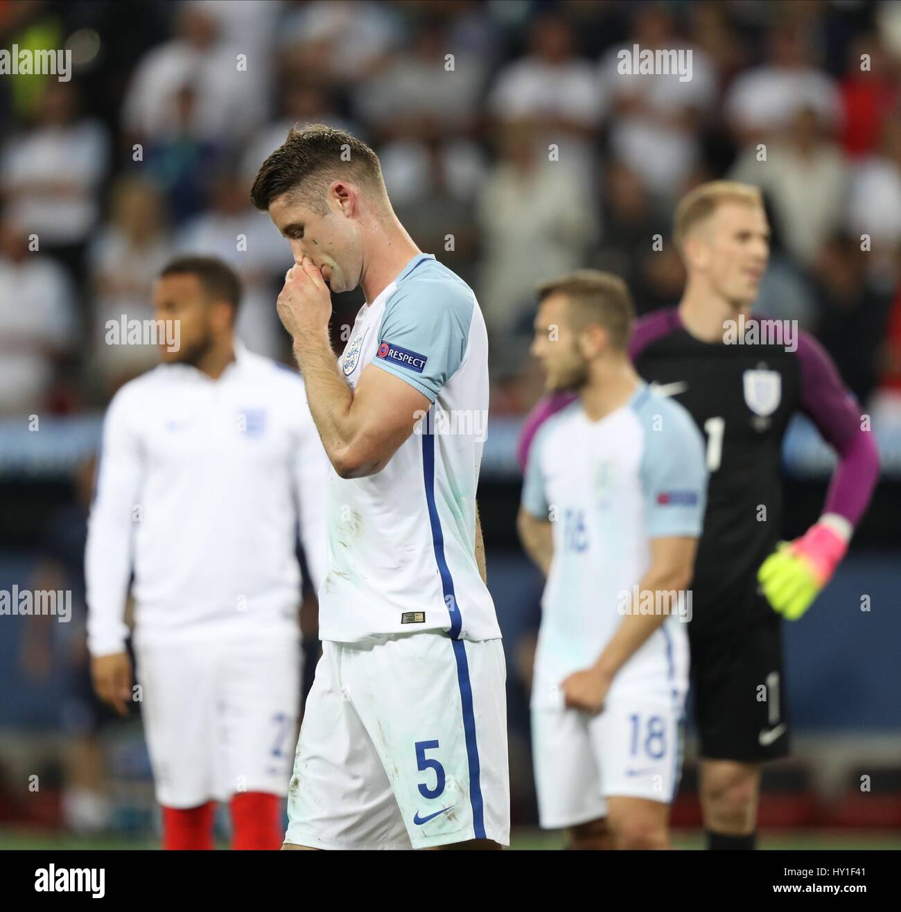 GARY CAHILL AFTER GAME ENGLAND V ICELAND EURO 2016 R STADE DE NICE NICE ...