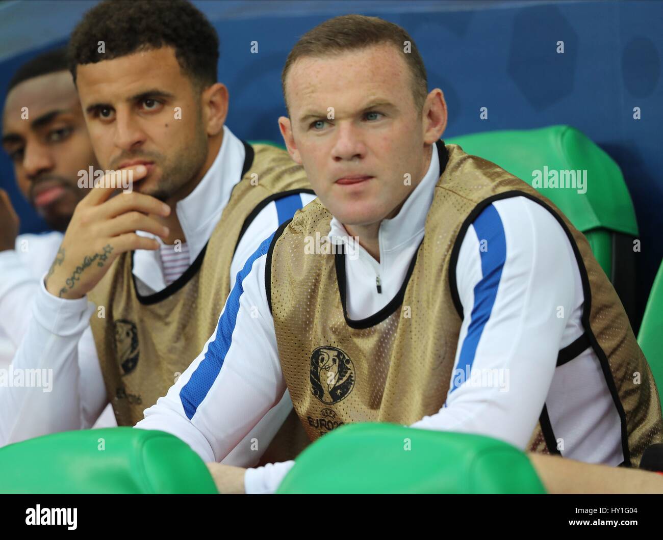 KYLE WALKER , WAYNE ROONEY ON BENCH AT START, SLOVAKIA ENGLAND, EURO ...
