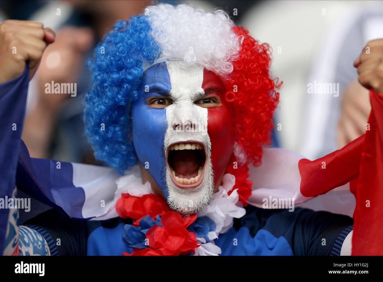 French fan with painted face hi-res stock photography and images - Alamy