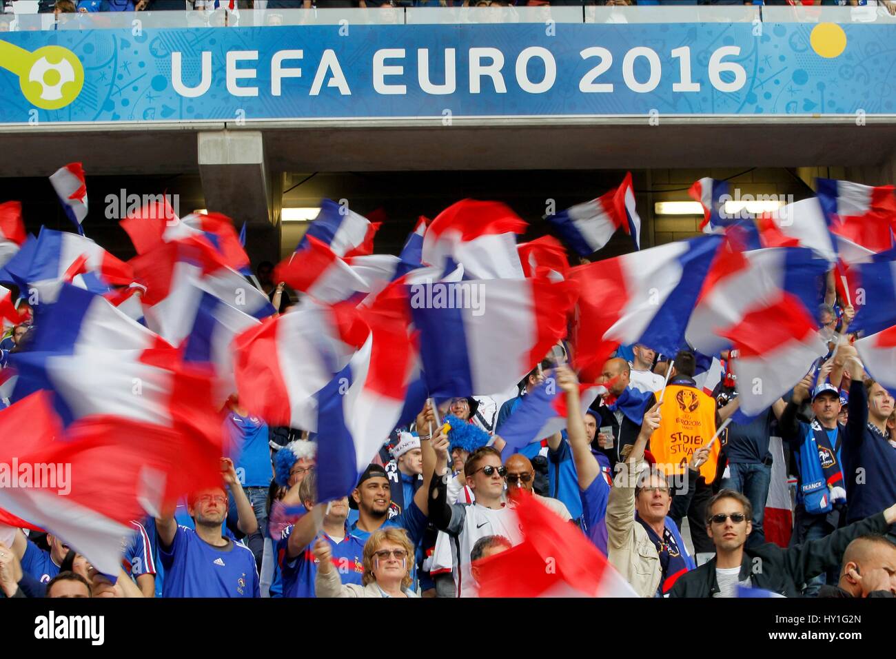 FRENCH FANS IN THE STADIUM SWITZERLAND V FRANCE STADE PIERRE-MAUROY ...