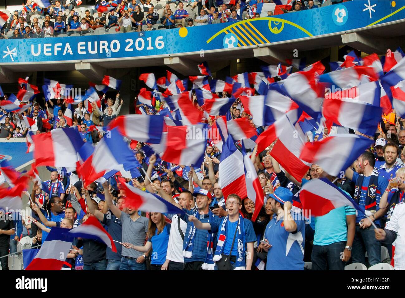FRENCH FANS IN THE STADIUM SWITZERLAND V FRANCE STADE PIERRE-MAUROY ...