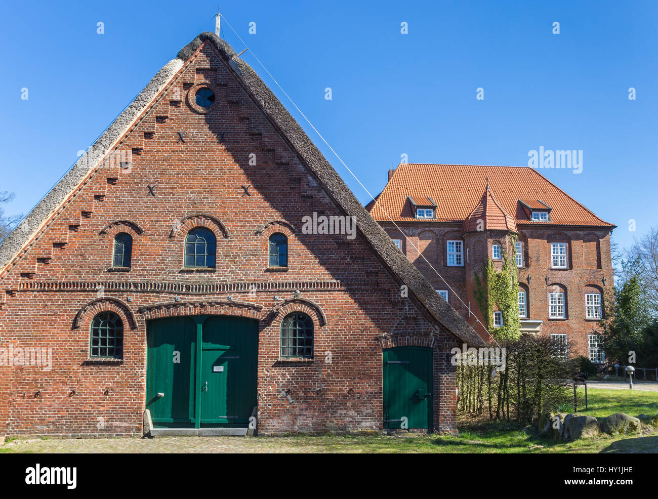 Barn at the baroque castle Agathenburg in Lower Saxony, Germany Stock ...