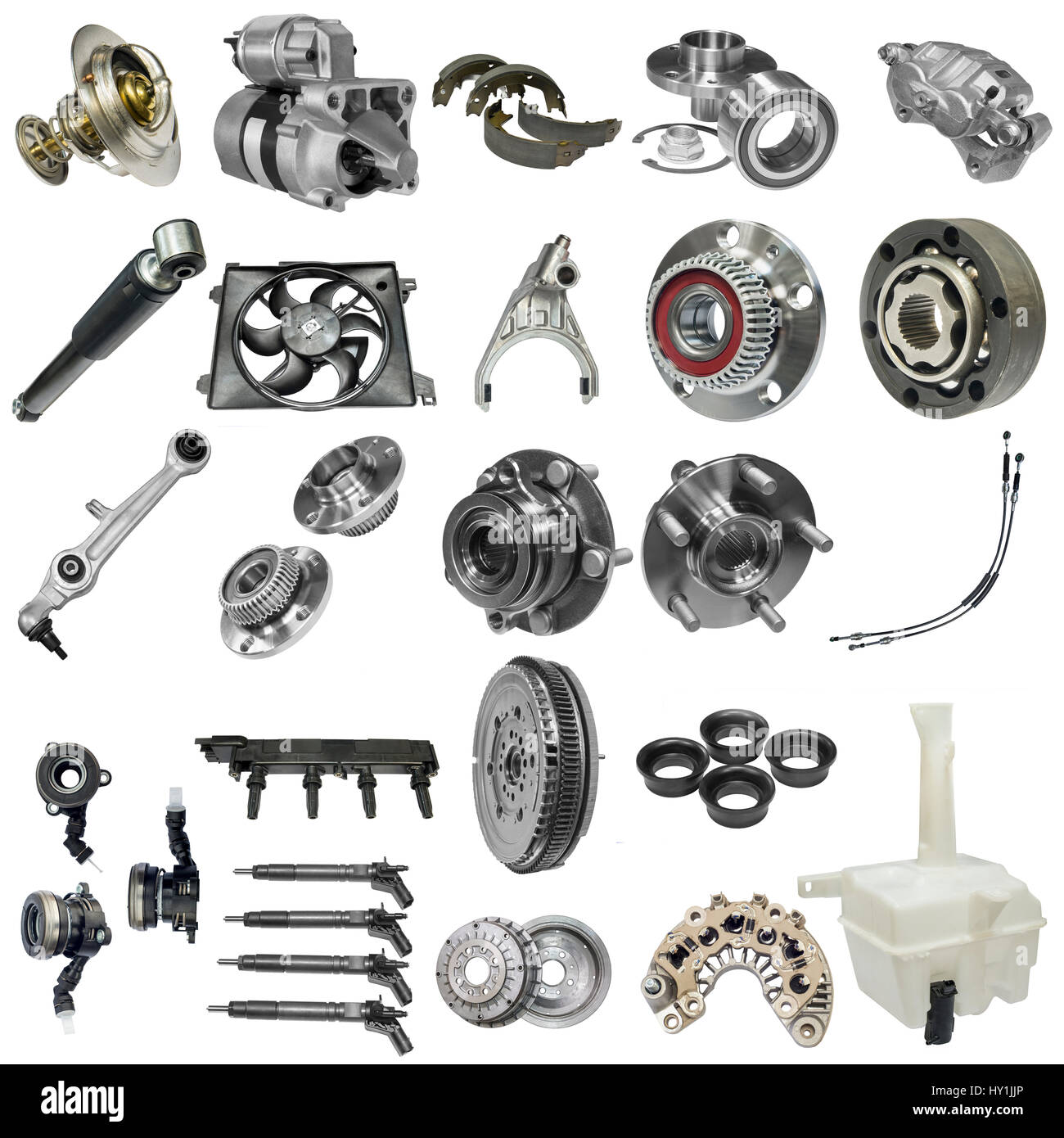 Vehicle parts on white background Stock Photo - Alamy