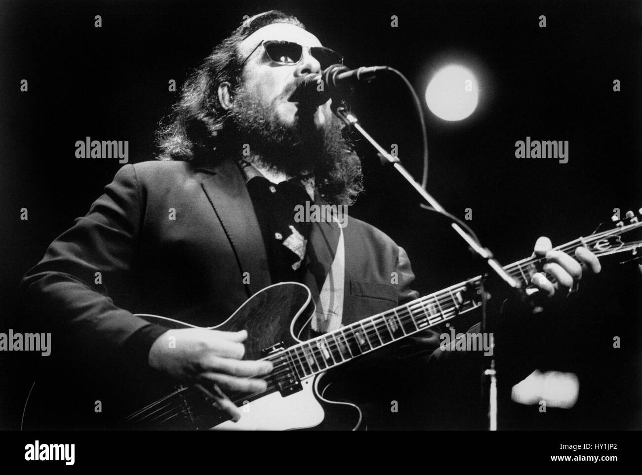 Elvis Costello pictured performing at Madison Square Garden in New York ...