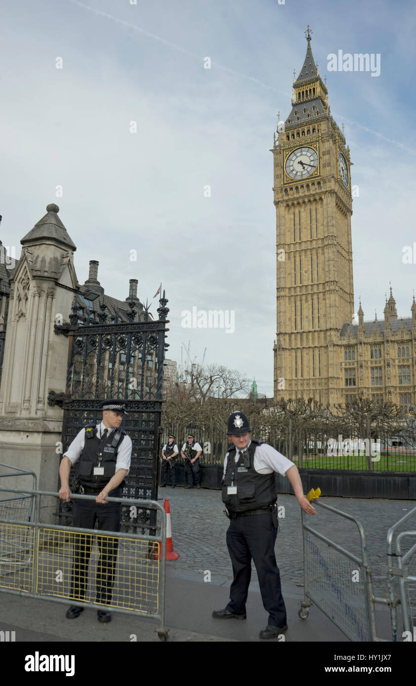 Armed police and new security arrangements outside Houses of Parliament ...