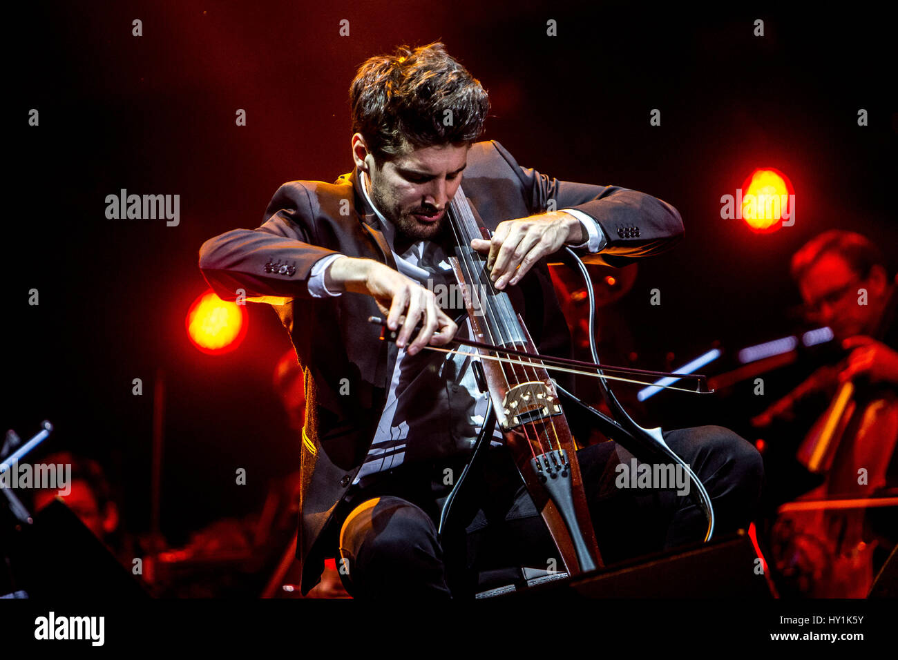 Milan, Italy. 30th Mar, 2017. Croatian cello duo 2Cellos performs live ...