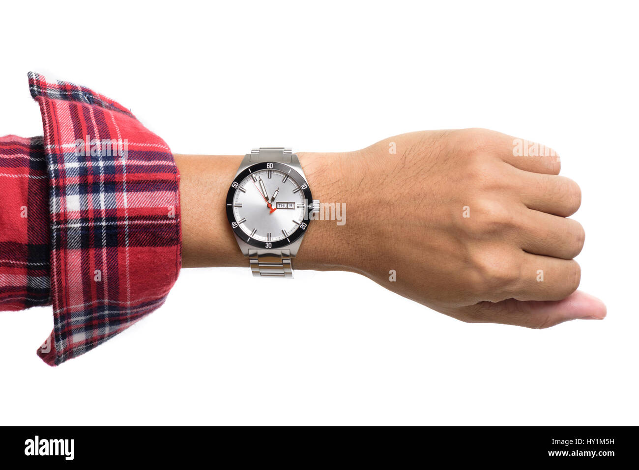 luxury watch on man's wrist over white background Stock Photo - Alamy