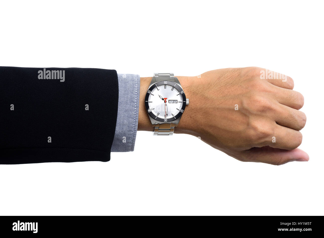 luxury watch on man's wrist over white background Stock Photo - Alamy