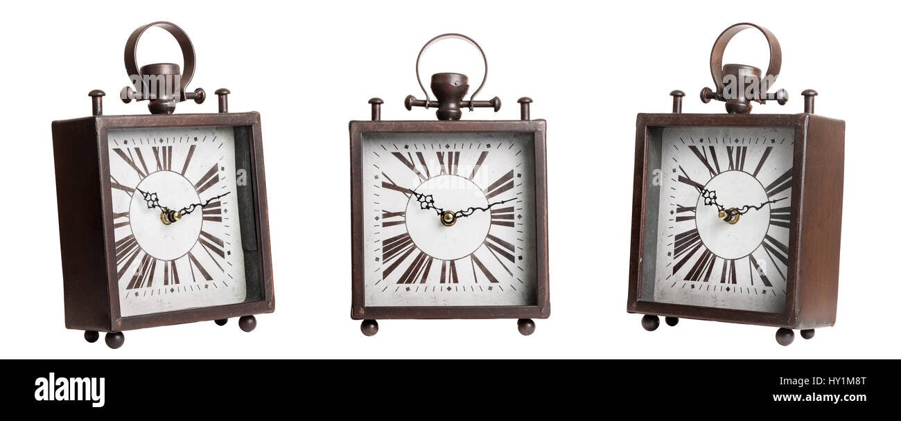 vintage style of desktop clock isolated on white background Stock Photo ...