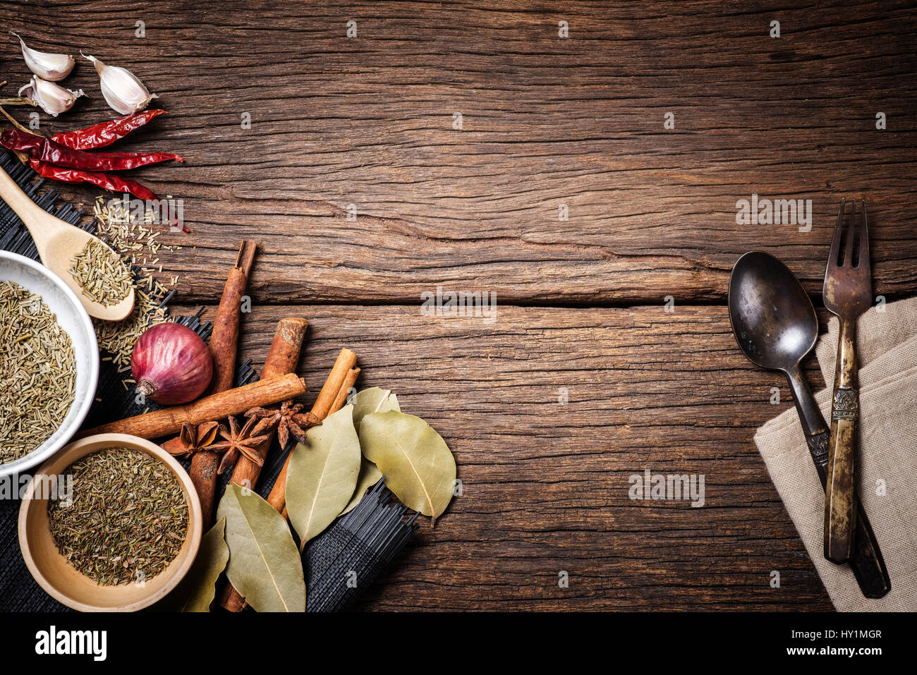 Variety herbs in the kitchen, cooking concept Stock Photo - Alamy