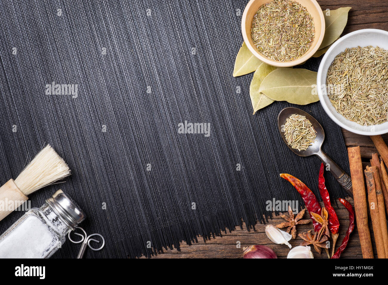Variety herbs in the kitchen, cooking concept Stock Photo - Alamy