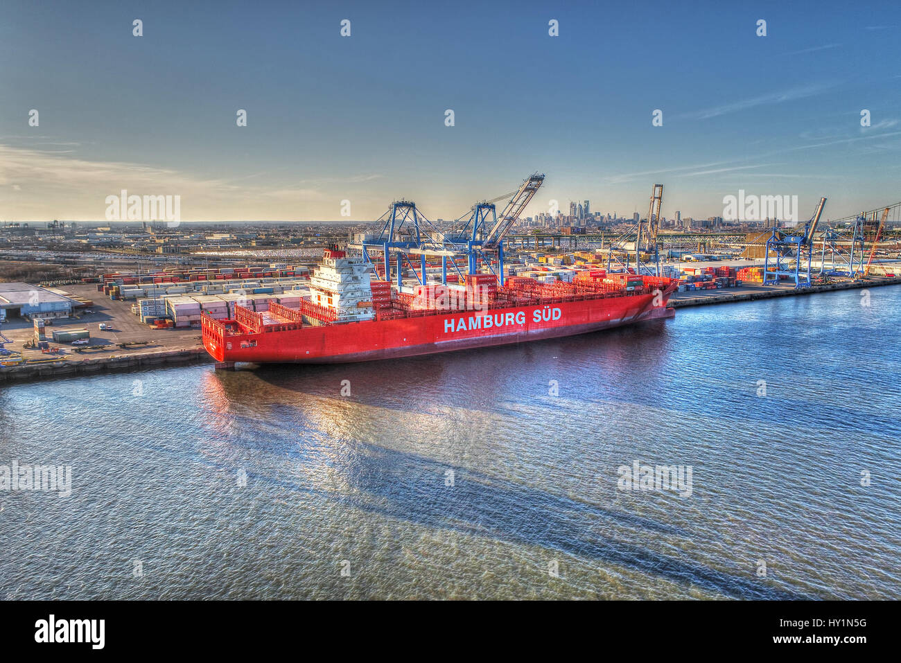 Container Ship of Cargo Delaware River Philadelphia PA Stock Photo - Alamy