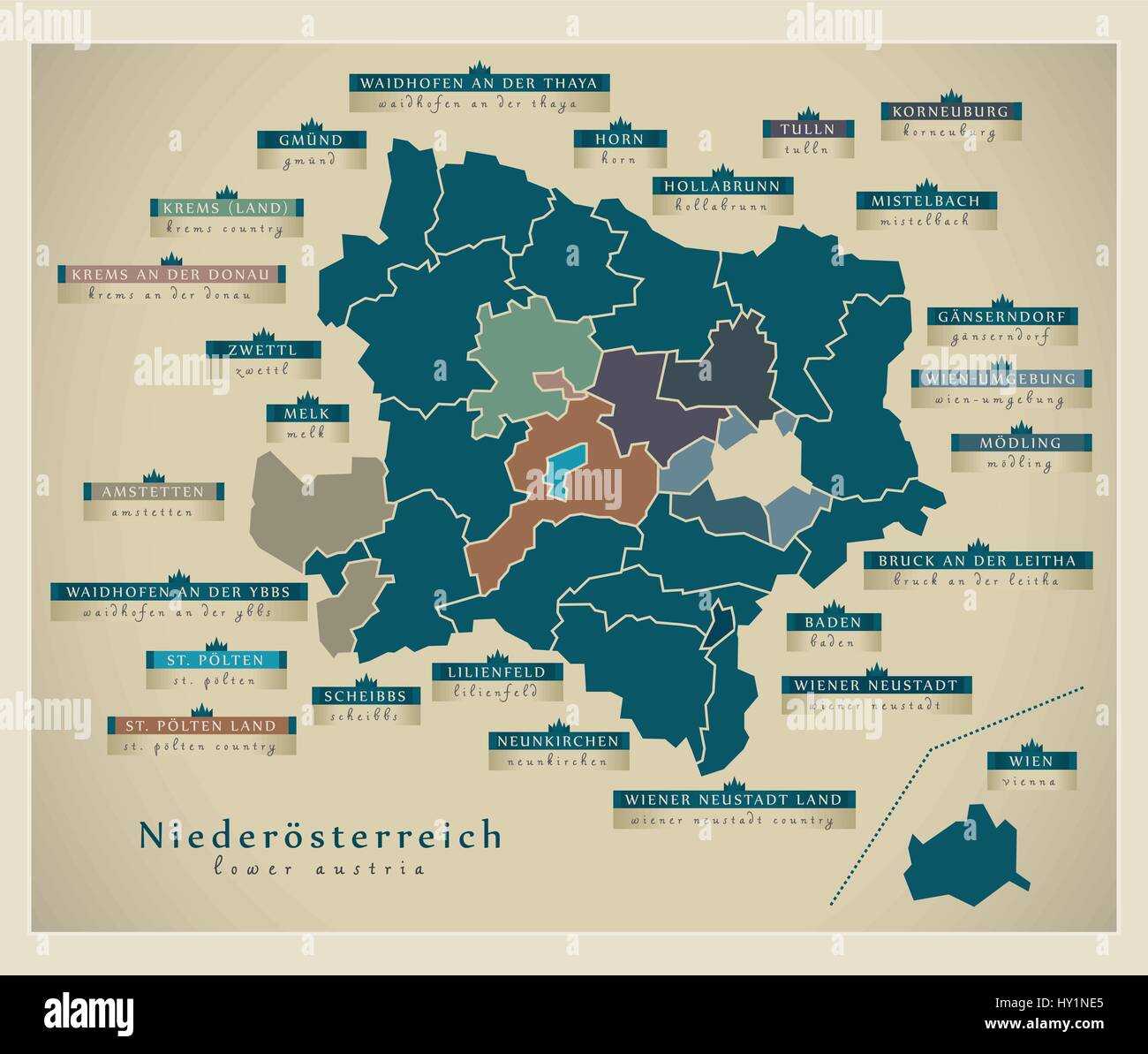 Lower austria map hi-res stock photography and images - Alamy