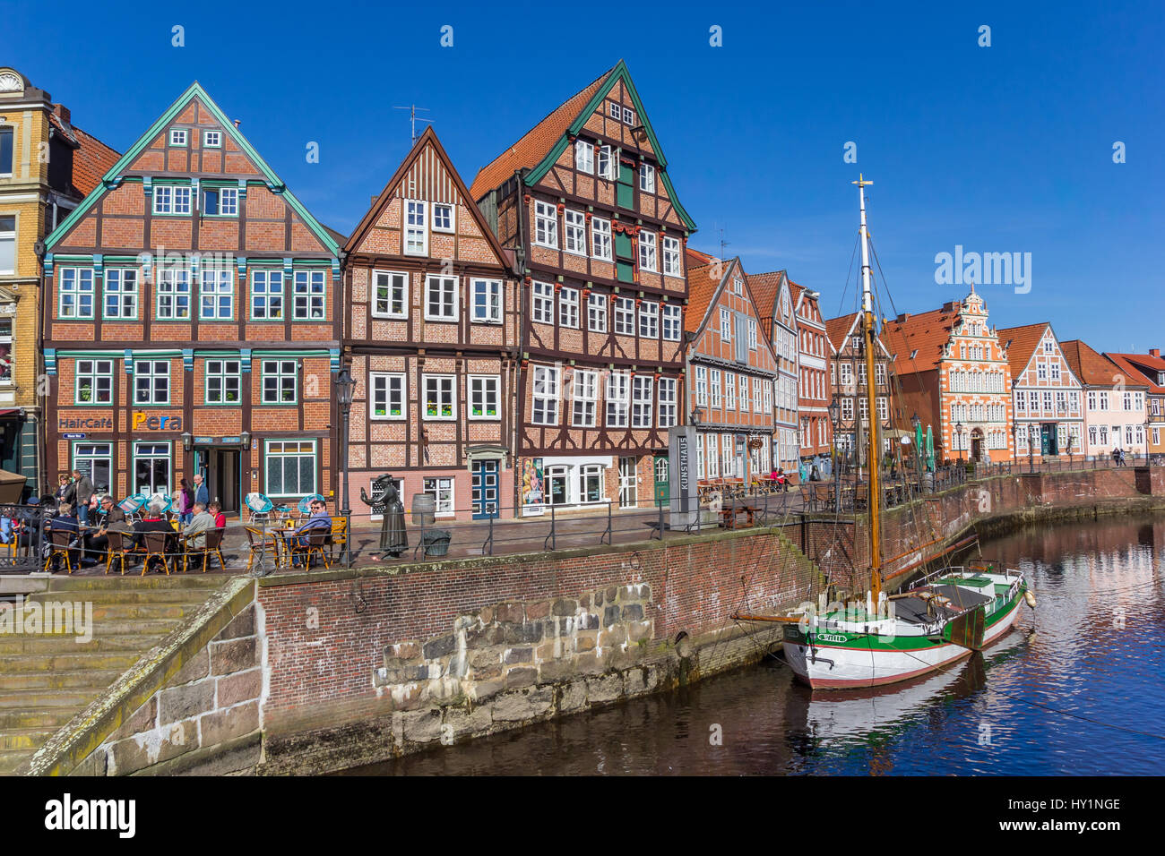 Historical sailing ship in the old harbor of Stade, Germany Stock Photo ...