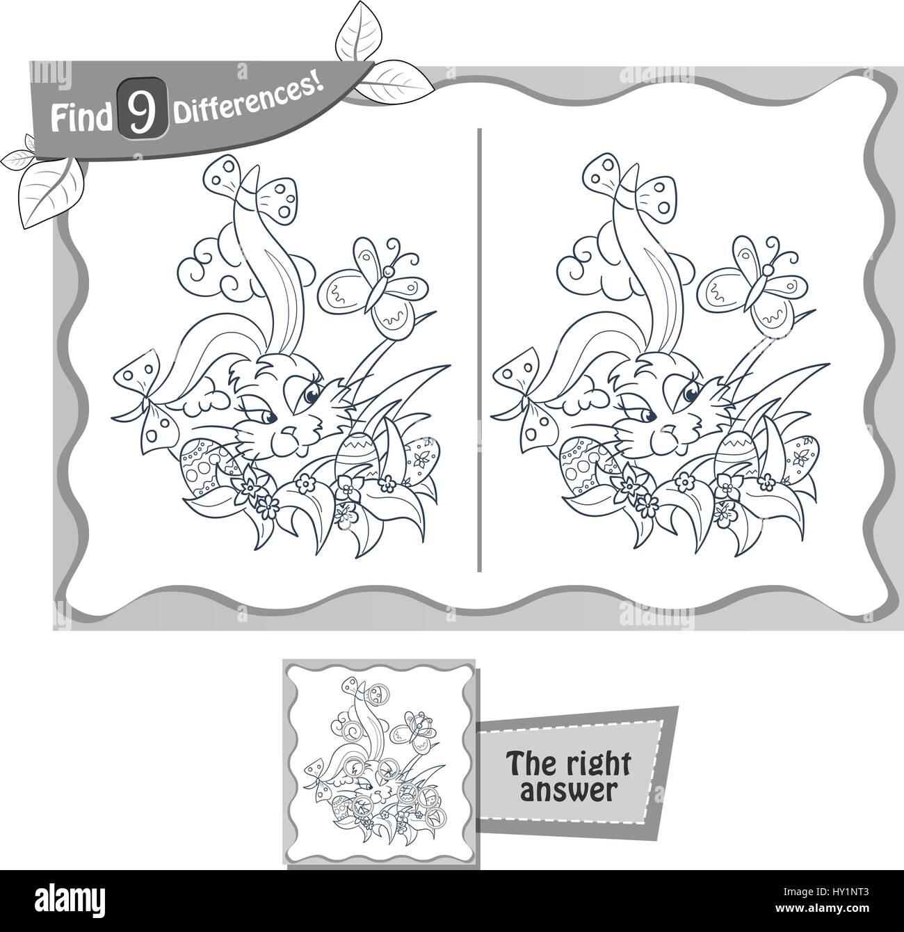 visual game for children. Task to find 9 differences . coloring book ...