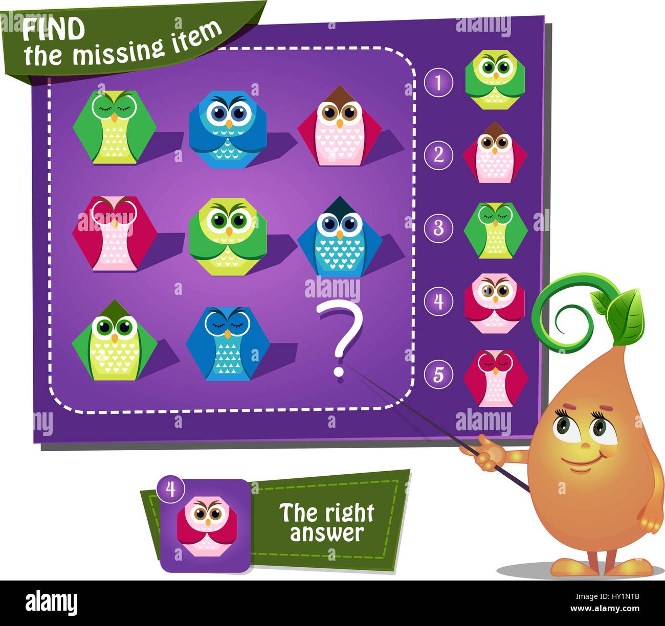 Visual Game for children. Task: find the missing item Stock Vector ...