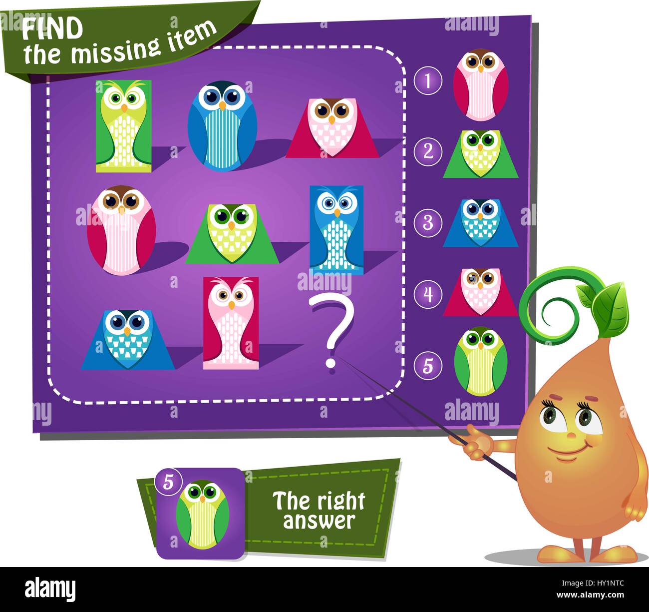 Visual Game for children. Task: find the missing item Stock Vector ...