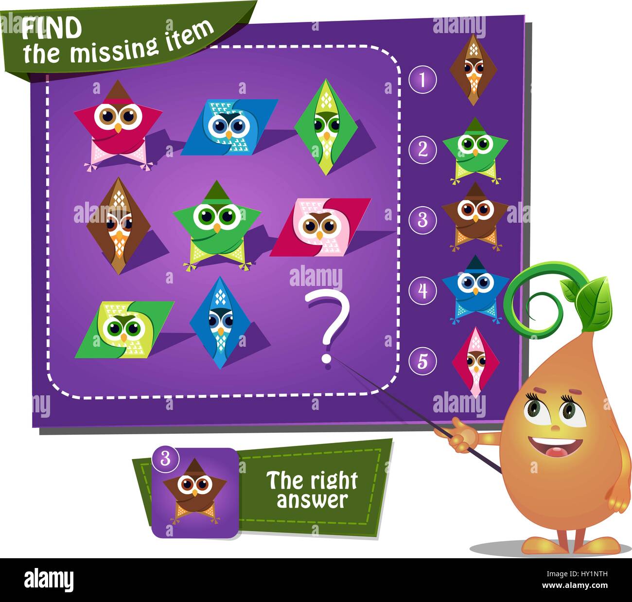 Visual Game for children. Task: find the missing item Stock Vector ...