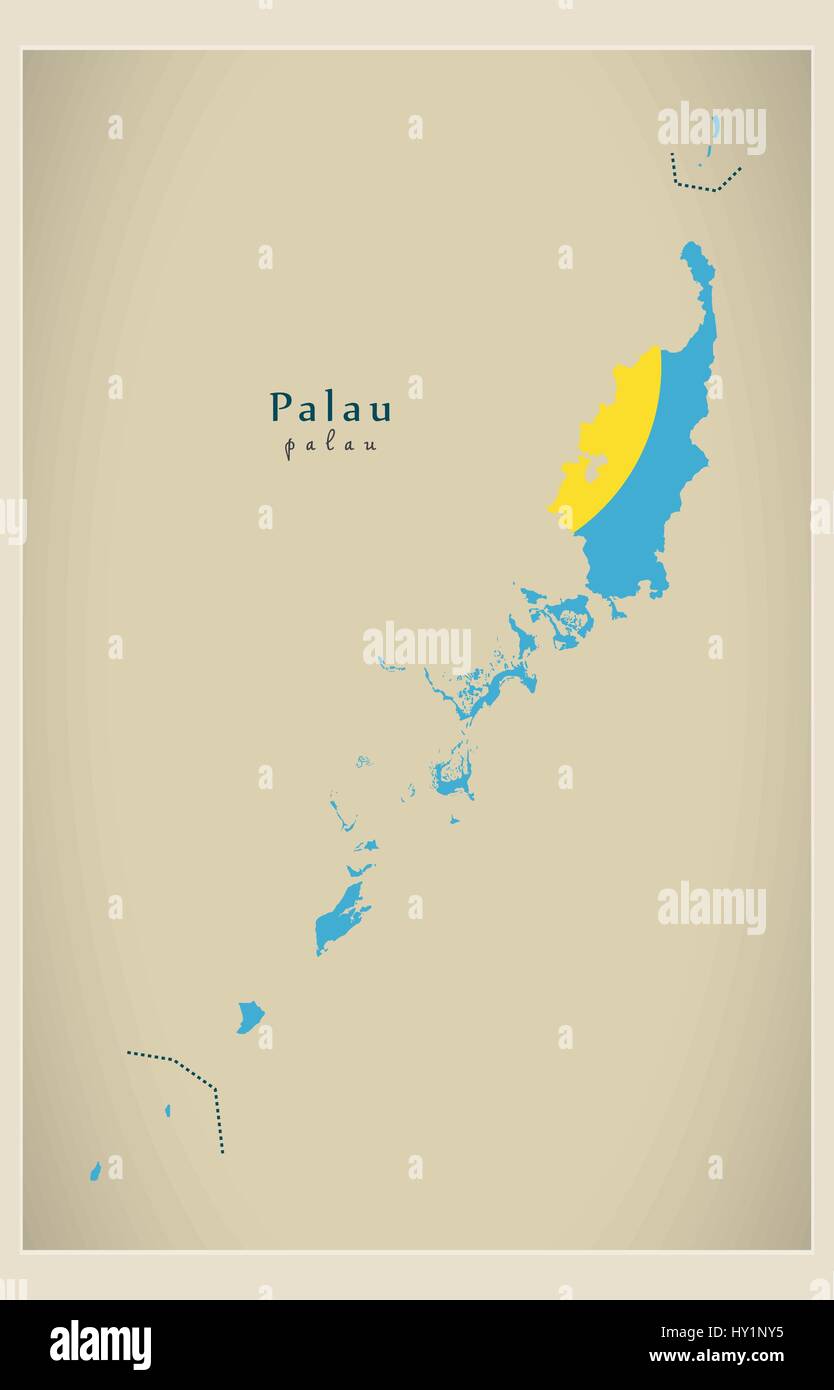 Modern Map - Palau flag colored PW Stock Vector Image & Art - Alamy