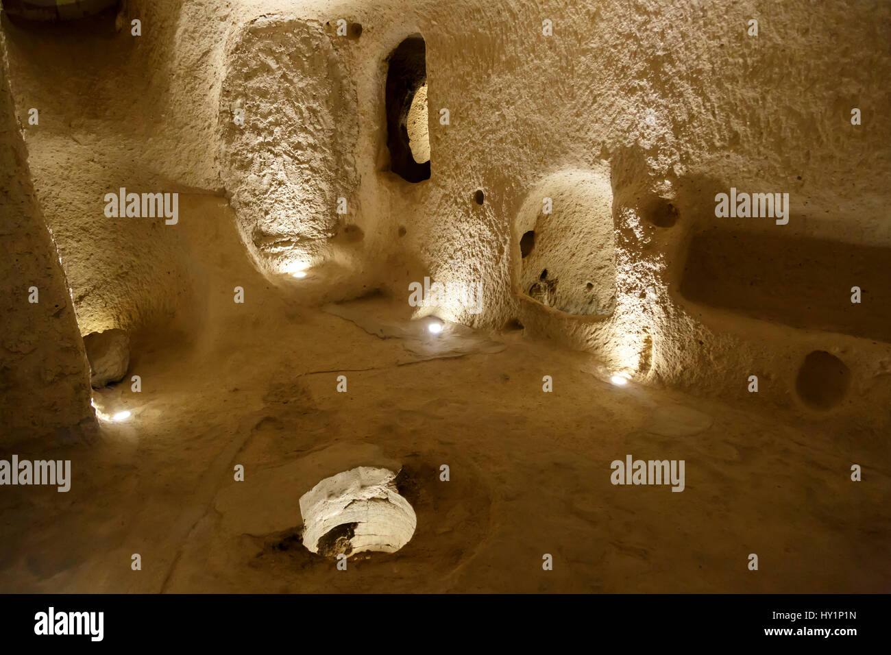 Inside view of Uchisar Castle which is the highest building of ...