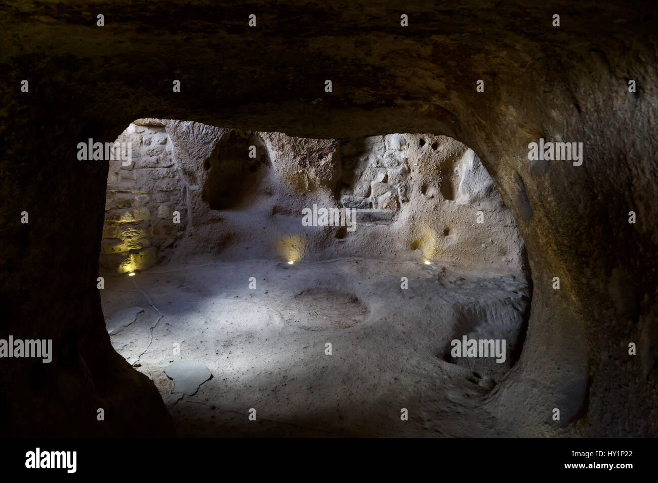 Inside view of Uchisar Castle which is the highest building of ...