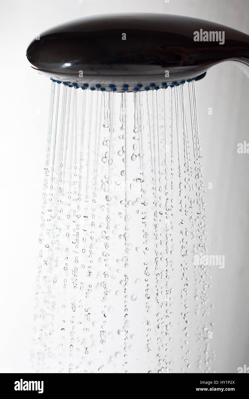 Shower head and and falling water drops Stock Photo - Alamy