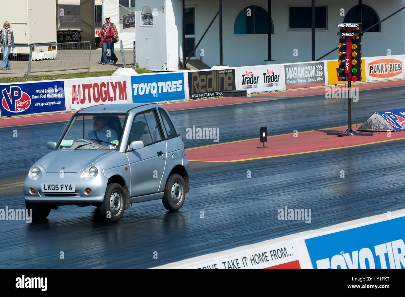 Santa Pod, UK - April 23, 2010: Green energy drag racing at Santa Pod ...