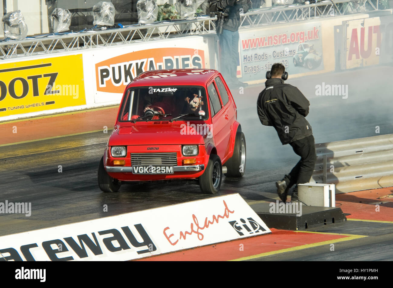 Santa Pod, UK - October 29, 2011: Modified small Fiat dragster losing ...