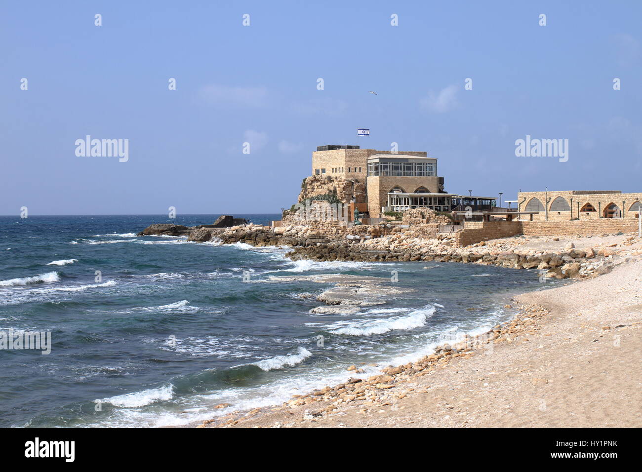 Lighthouse Jetty - Caesarea - Israel Stock Photo - Alamy