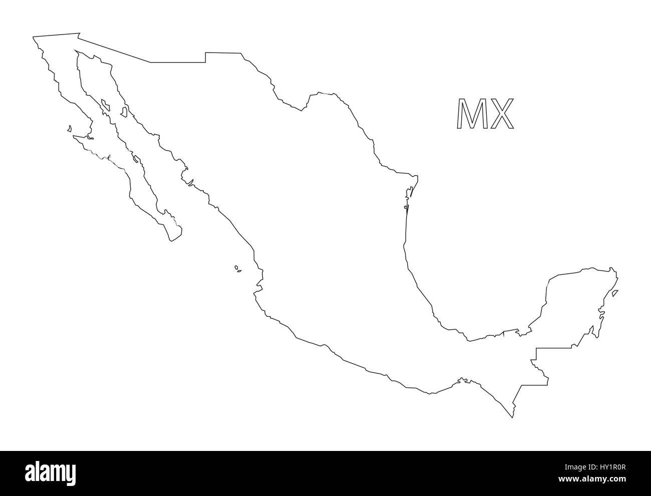 Mexico outline silhouette map illustration Stock Vector Image & Art - Alamy