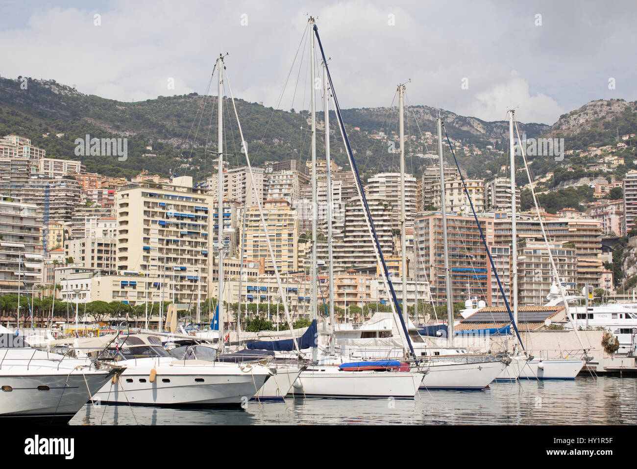 Monaco-Monte-Carlo: city architecture and details of the marina harbor ...