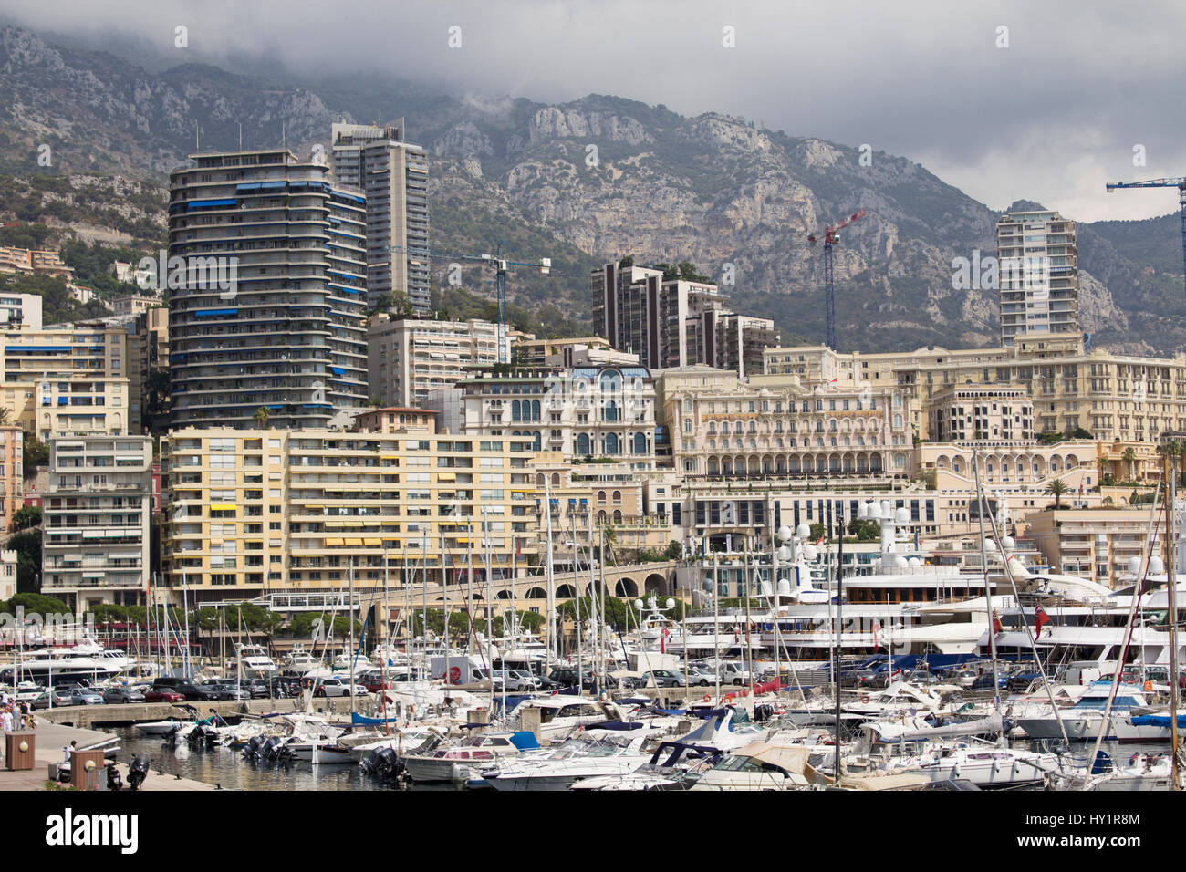 Monaco-Monte-Carlo: city architecture and details of the marina harbor ...