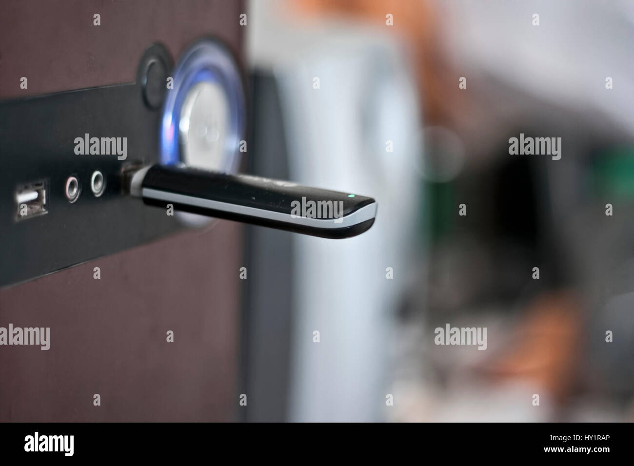 Usb dongle attached to desktop computer Stock Photo - Alamy