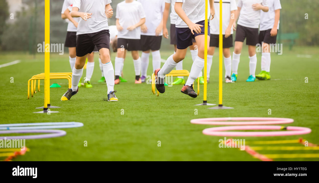 Soccer Skills Training Session. Players Training on the Field. Soccer ...