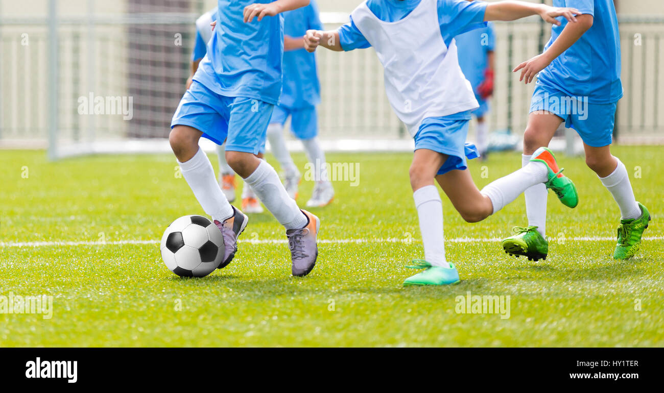 Football soccer training match for children Stock Photo - Alamy