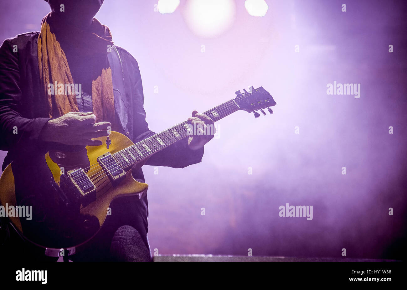 guitarist on stage - summer music festival Stock Photo - Alamy