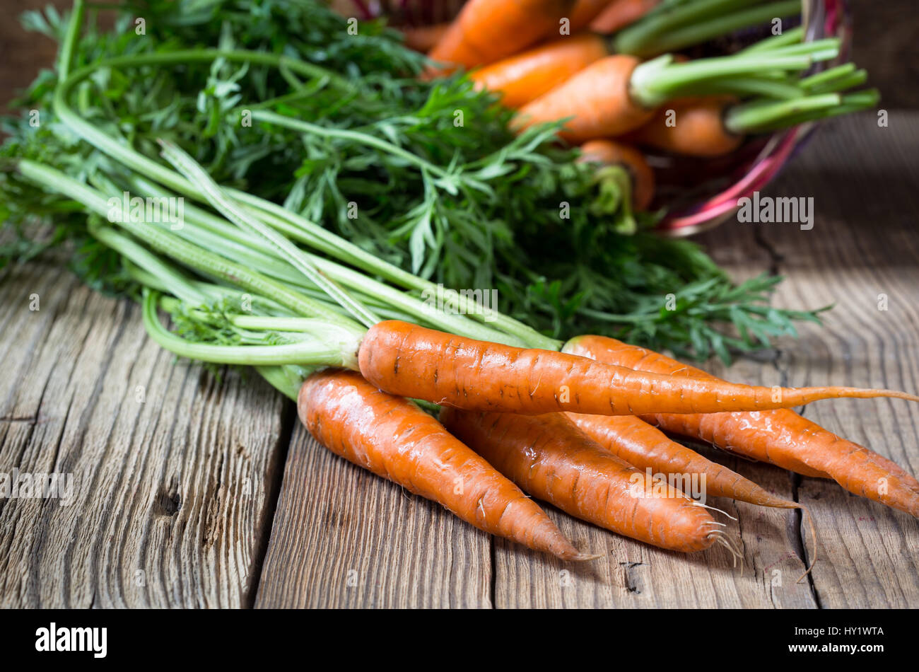 Fresh vegetables carrot on wooden background. Harvest still life Stock ...