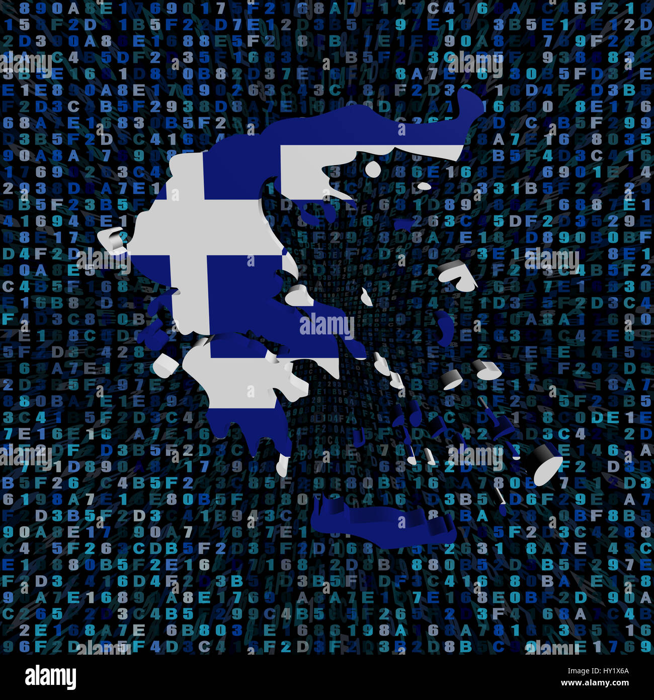 Greece map flag on hex code illustration Stock Photo - Alamy