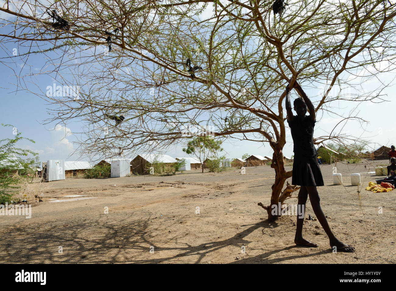 KENYA, Turkana, refugee camp Kakuma IV, south sudanese children fetch ...