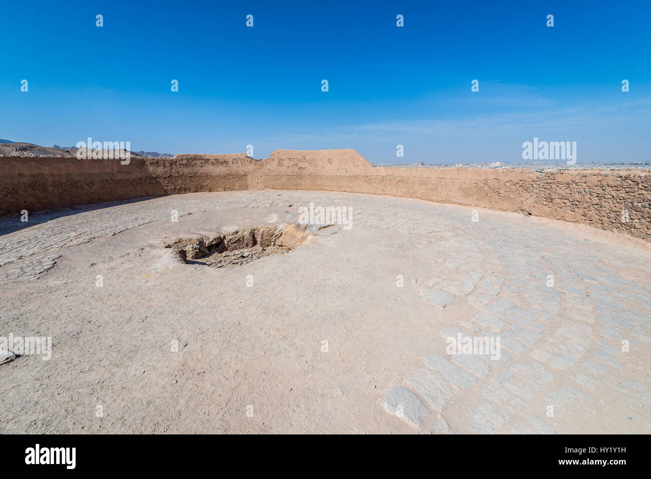 Central circular pit of Ancient Zoroastrian Tower of Silence, where the ...