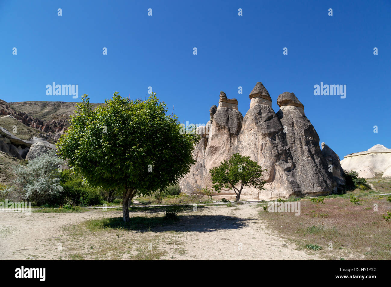 View of famous sandy fairy chimneys in Pasabagi Monks Valley ...