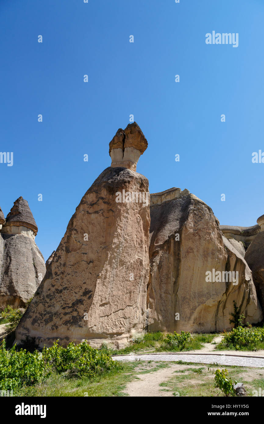 View of famous sandy fairy chimneys in Pasabagi Monks Valley ...