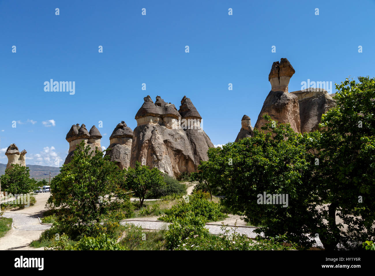 View of famous sandy fairy chimneys in Pasabagi Monks Valley ...