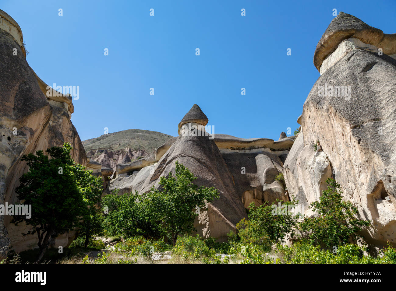 View of famous sandy fairy chimneys in Pasabagi Monks Valley ...