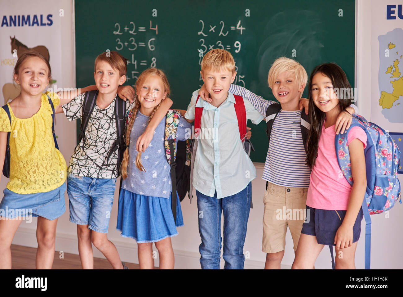 Smiley kids in the main plan Stock Photo - Alamy