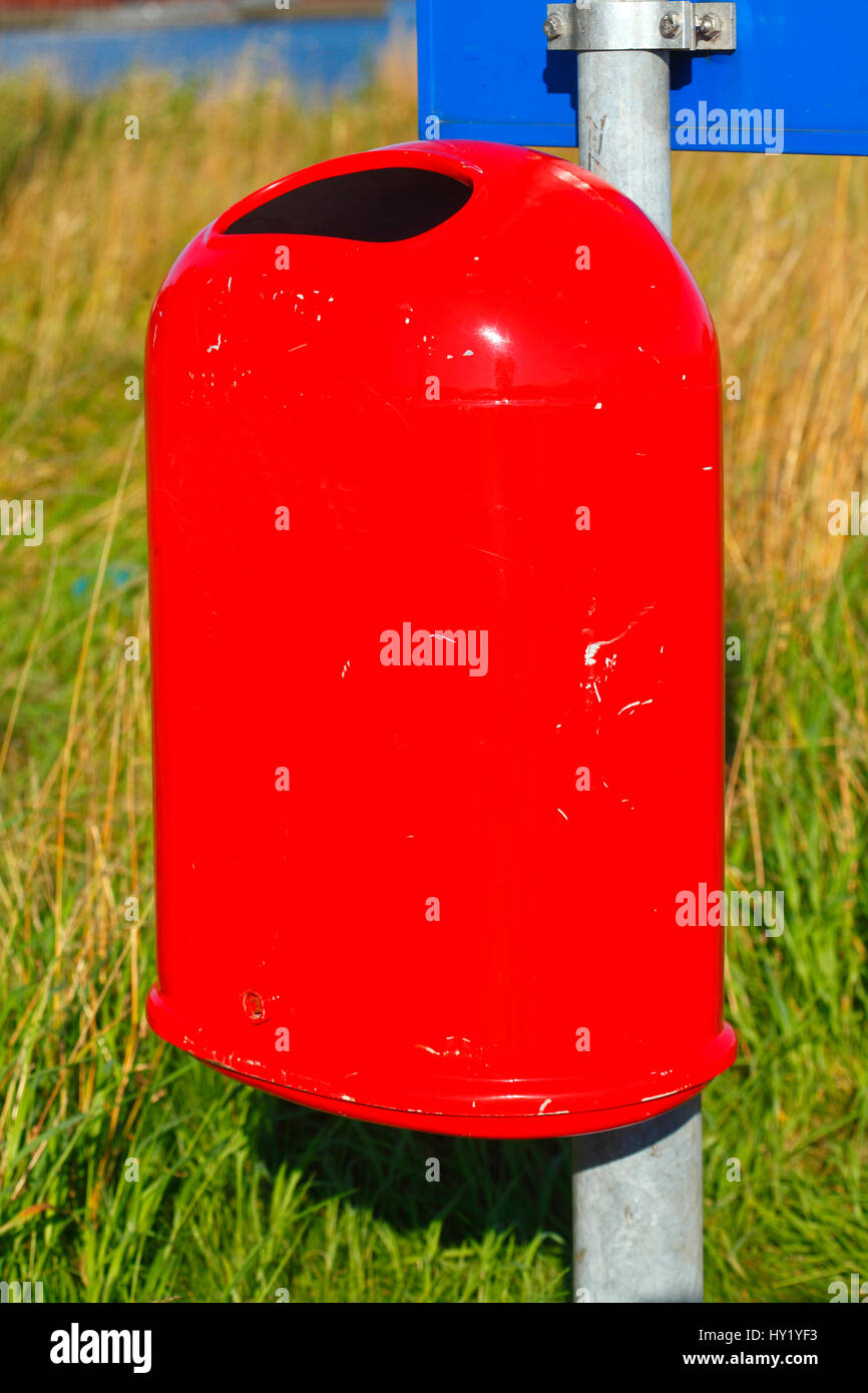Red Trash Can, Germany Stock Photo - Alamy