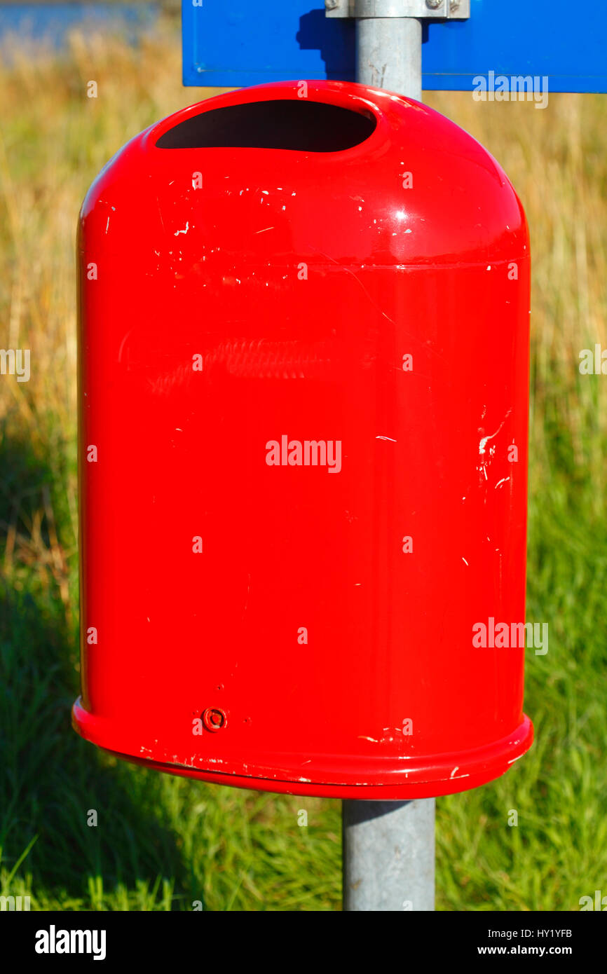 Red Trash Can, Germany Stock Photo - Alamy