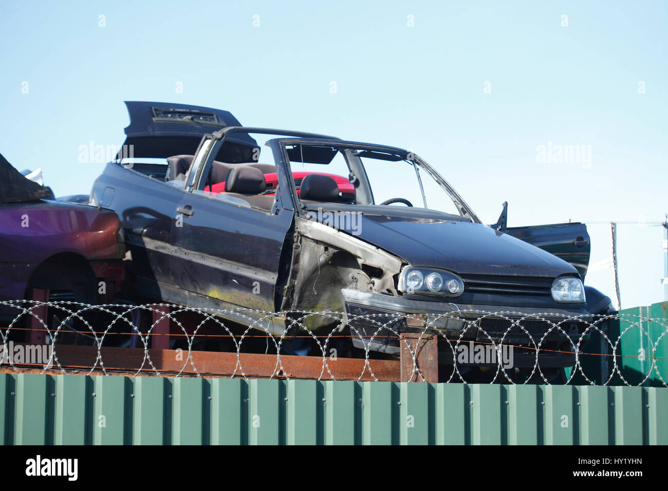 scrap metal car on scrap yard Stock Photo - Alamy