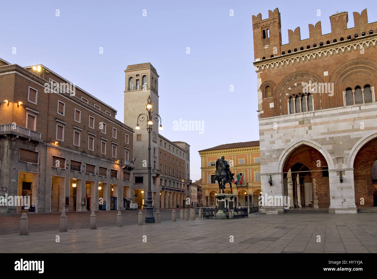 Image of the Piazza Cavalli in the historical town centre of Piacenza ...