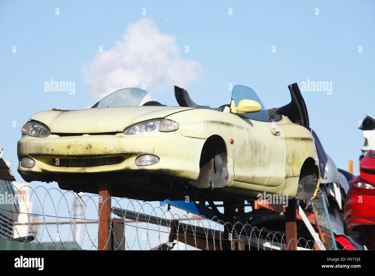 scrap metal car on scrap yard Stock Photo - Alamy